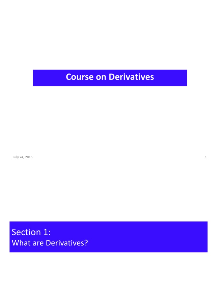 Introduction To Derivatives | Download Free PDF | Option (Finance ...