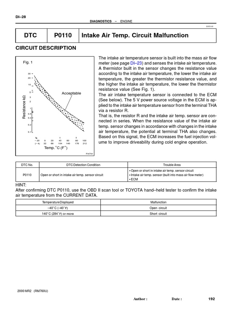 Toyota P0110 Intake Temp Malfunction Guide | PDF | Electrical ...