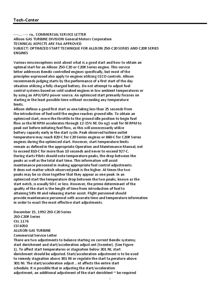 C20R Optimized Start Technique For C20 and C20R | PDF | Gas Turbine ...