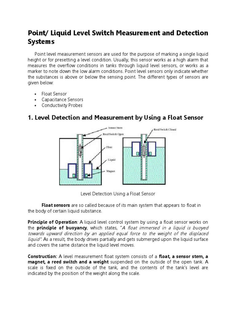 Float and Capacitance Level Sensor | PDF | Buoyancy | Capacitor