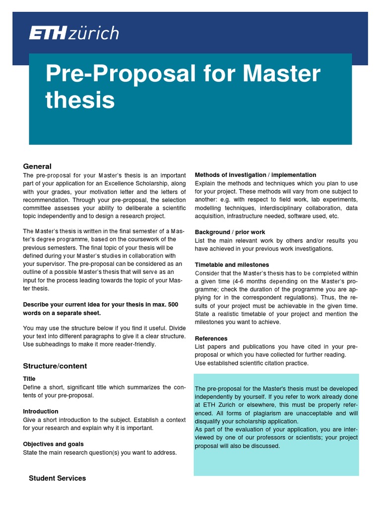 Master Thesis Proposal Pre-Proposal Research Plan | PDF | Thesis ...