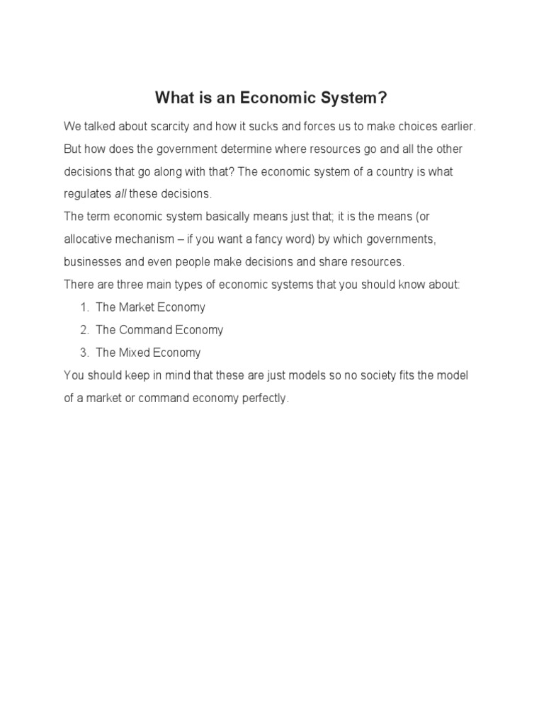 Understanding Economic Systems Explained | PDF