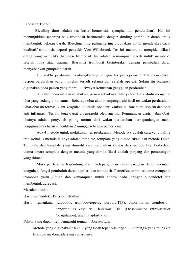 Metode Ivy dalam Pemeriksaan Bleeding Time | PDF | Kesehatan Holistik ...