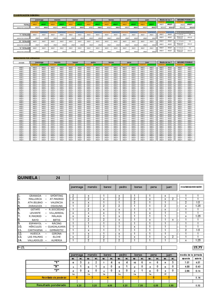 Plantilla en Excel para Quiniela | PDF | la Liga | Deportes