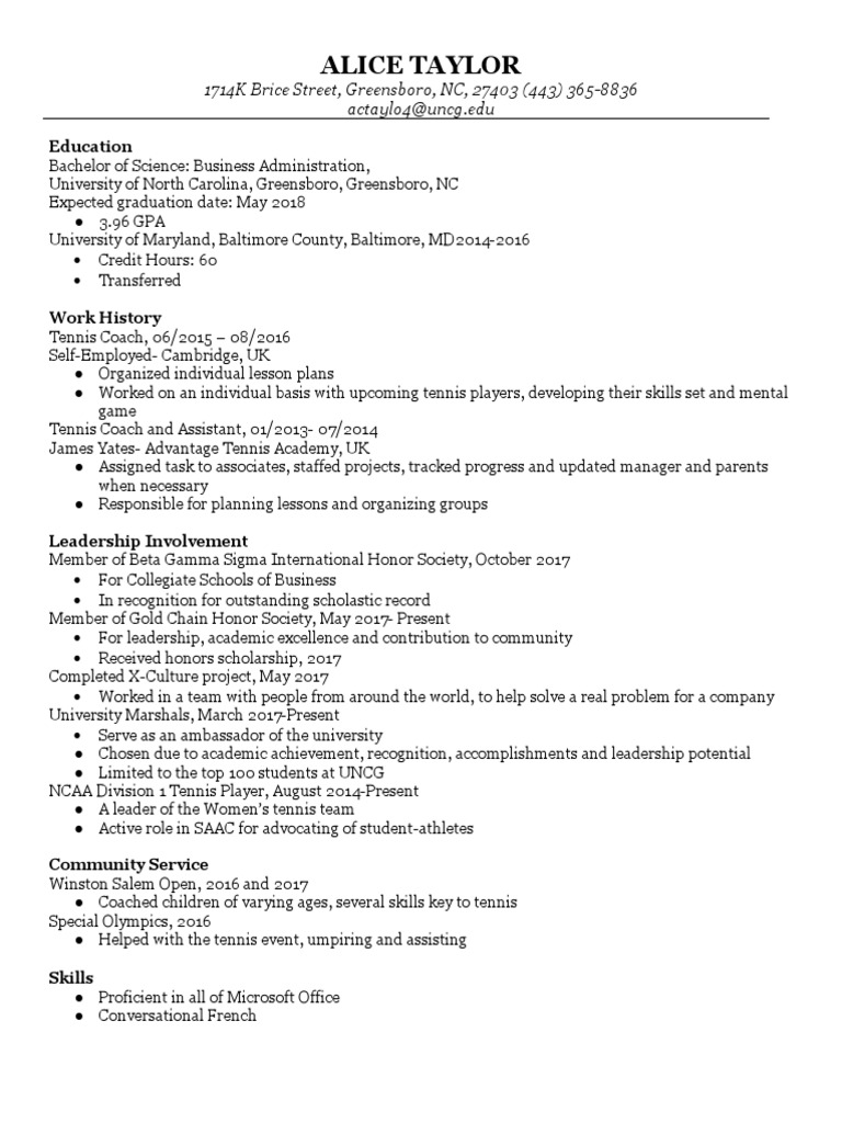 American Resume of Alice Taylor | PDF | Career & Growth