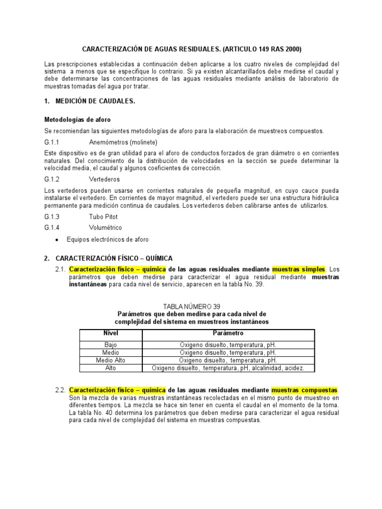 Caracterizacion de Aguas Residuales RAS | PDF | Aguas residuales | Agua