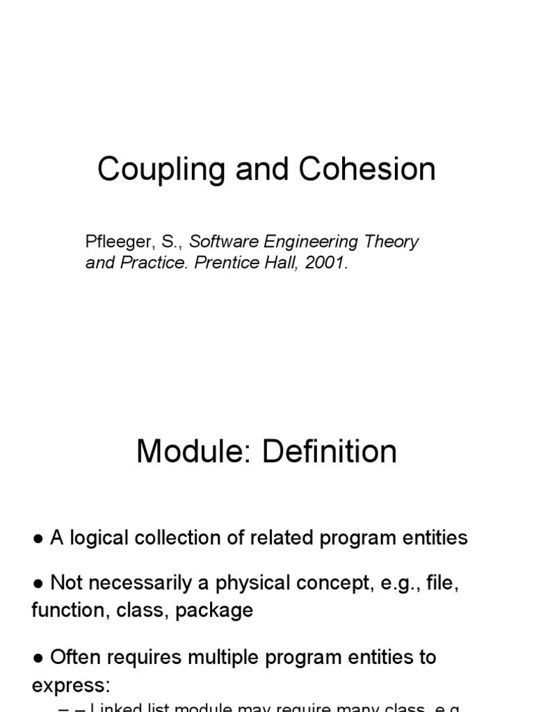 Coupling and Cohesion Student | PDF | Parameter (Computer Programming) | Component Based ...