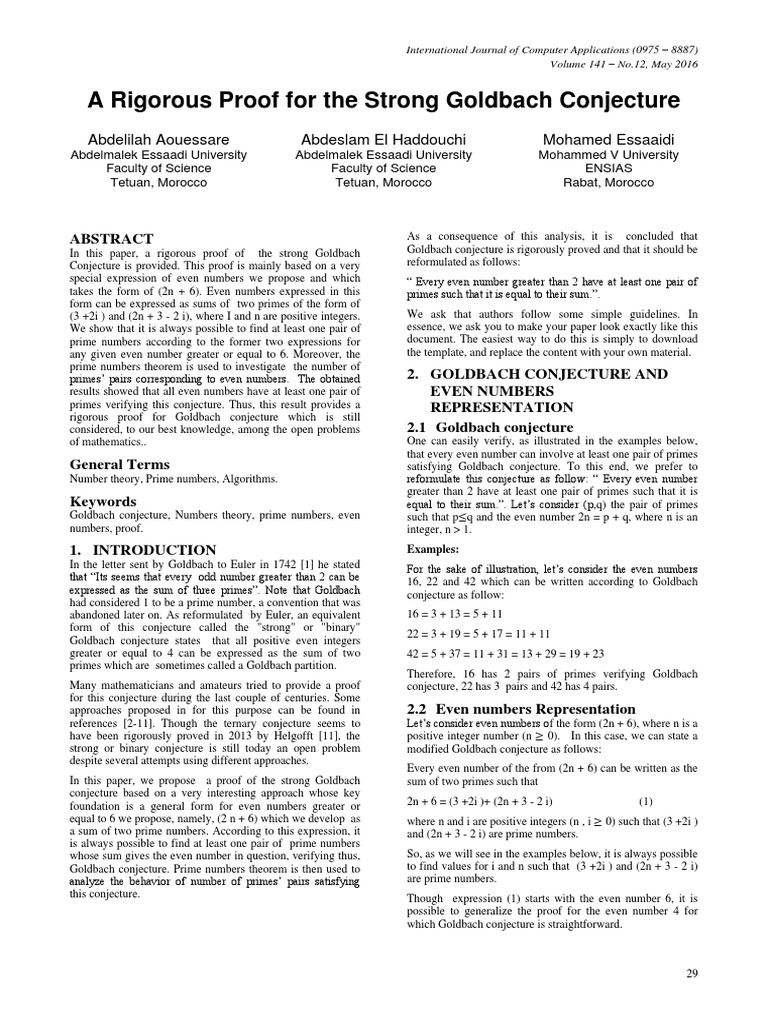 Goldbach's Strong Conjecture | PDF | Prime Number | Conjecture