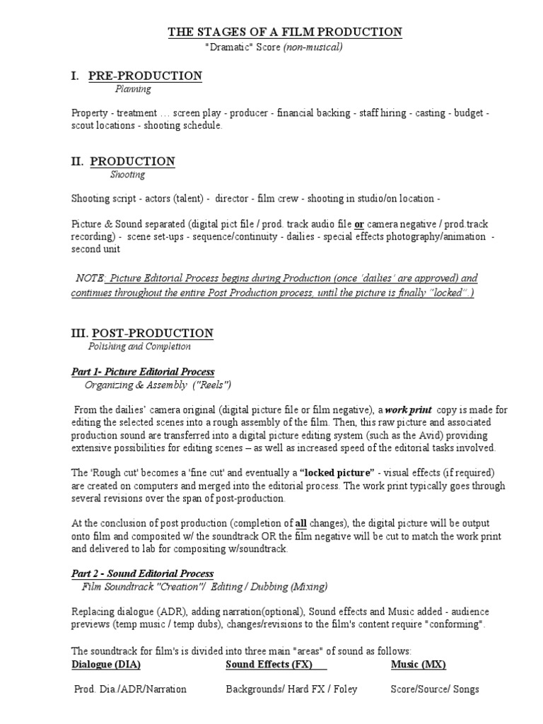 Stages of Film Production Explained | PDF | Filmmaking | Entertainment