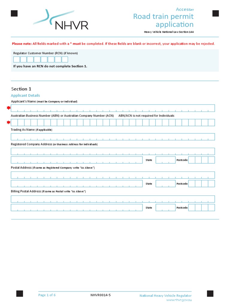 Road Train Permit Application Form | PDF | Credit Card | Cheque