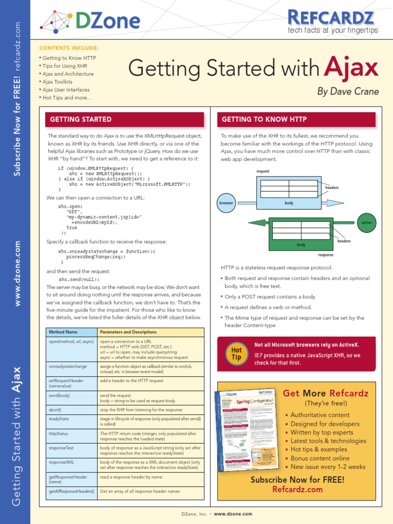 DZone Refcardz Getting Started With Ajax (2008) PDF | PDF | Hypertext Transfer Protocol | Ajax ...