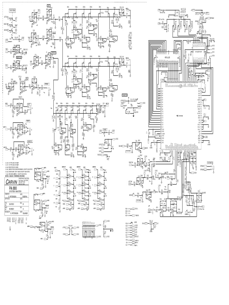 Carvin Schematic - PA880 System Master Rev B | PDF