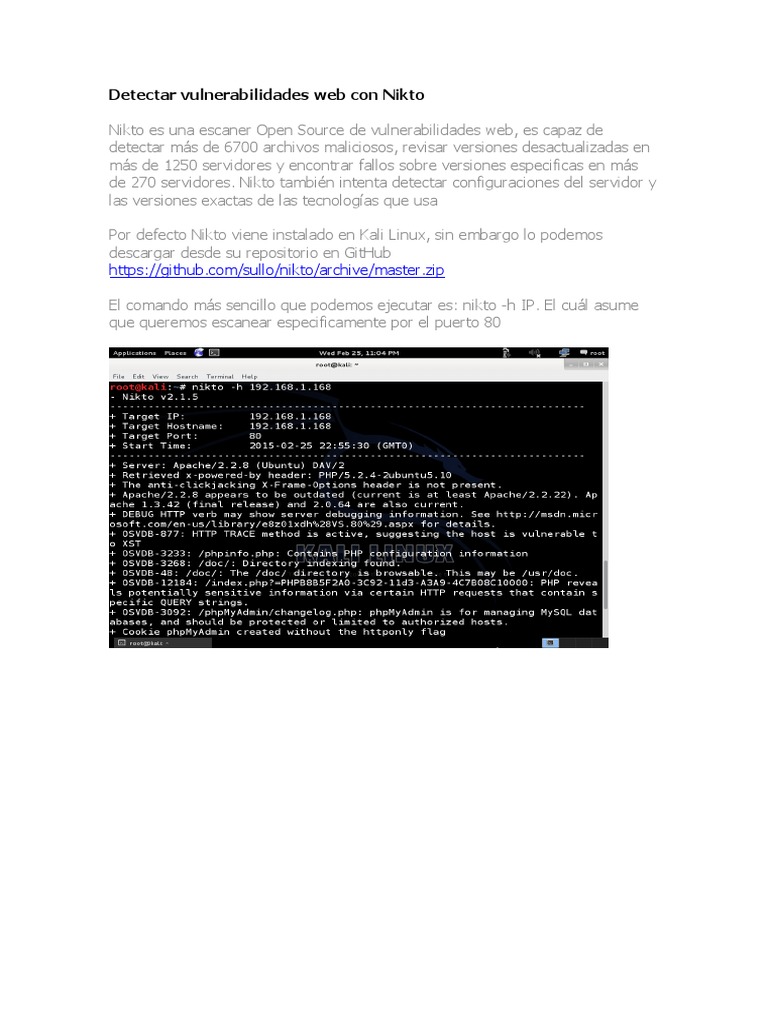 Detectar Vulnerabilidades Web Con Nikto | PDF