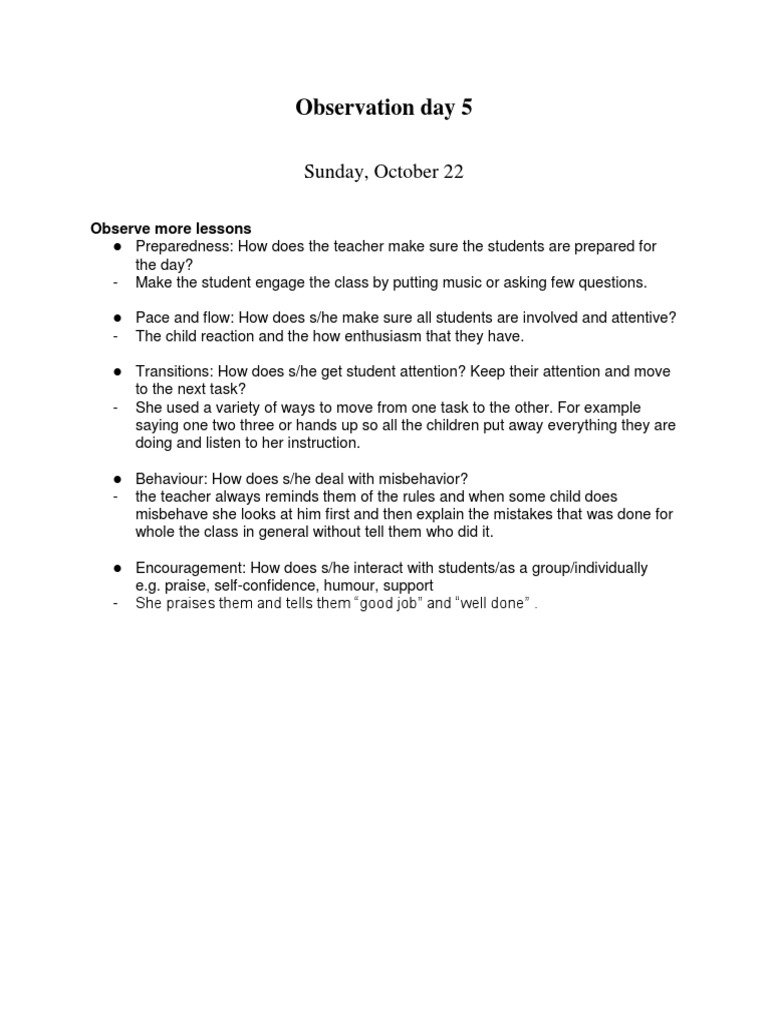Observation Day 5 | PDF