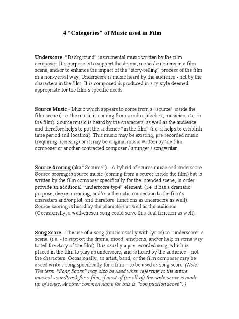 Types of Film Music Explained | PDF | Art