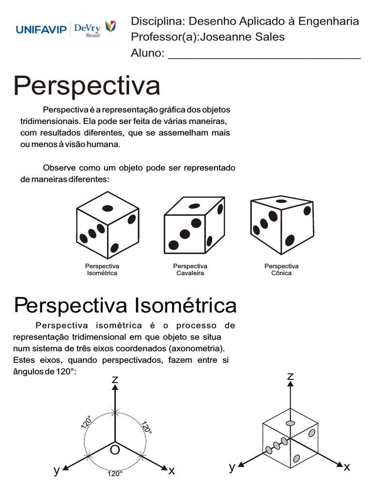 Apostila Perspectiva e Malha Isométrica | PDF | Perspectiva (gráficos) | Sistema de coordenada ...