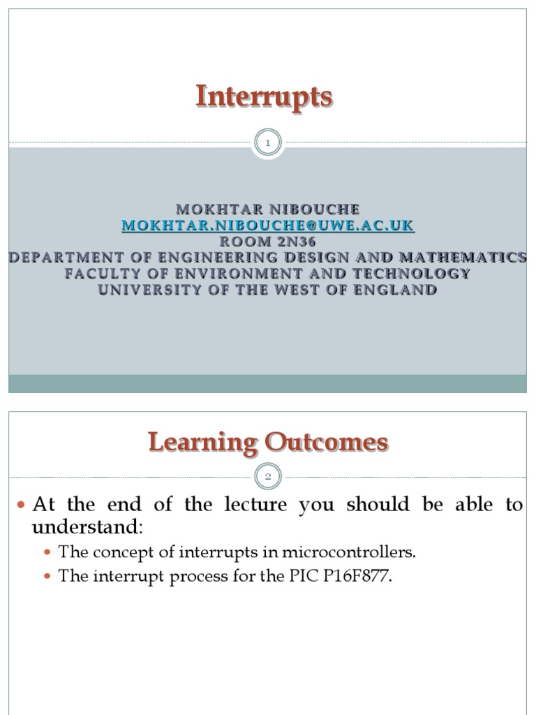 Lecture 10 - Interrupts | PDF | Microcontroller | Subroutine