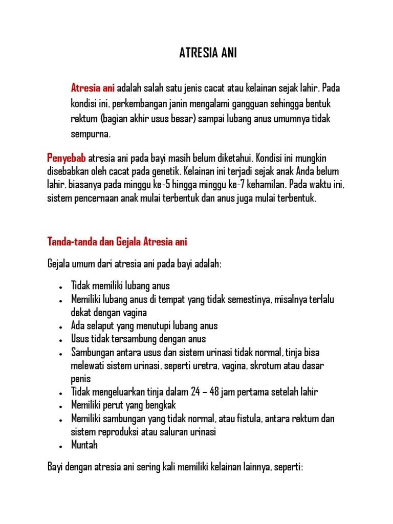 Atresia Ani Adalah Salah Satu Jenis Cacat Atau Kelainan Sejak Lahir ...