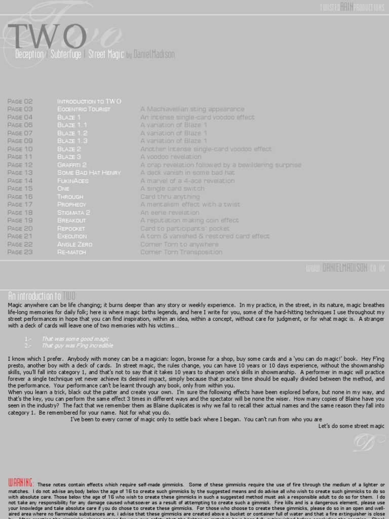 Daniel Madison - Two PDF | PDF | Magic (Illusion) | Playing Cards