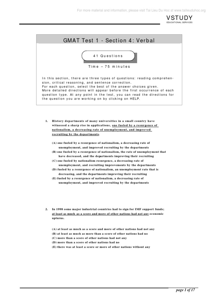 GMAT Actual Test 1 | PDF | Graduate Management Admission Test | Word