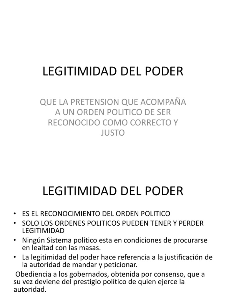 Características de la Legitimidad del Poder | PDF | Legitimidad ...