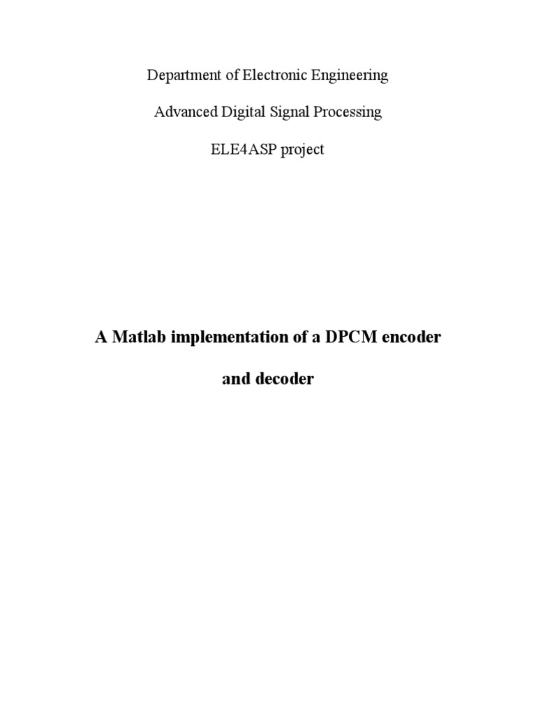 A Matlab Implementation of A DPCM Encoder and Decoder | PDF | Sampling (Signal Processing ...