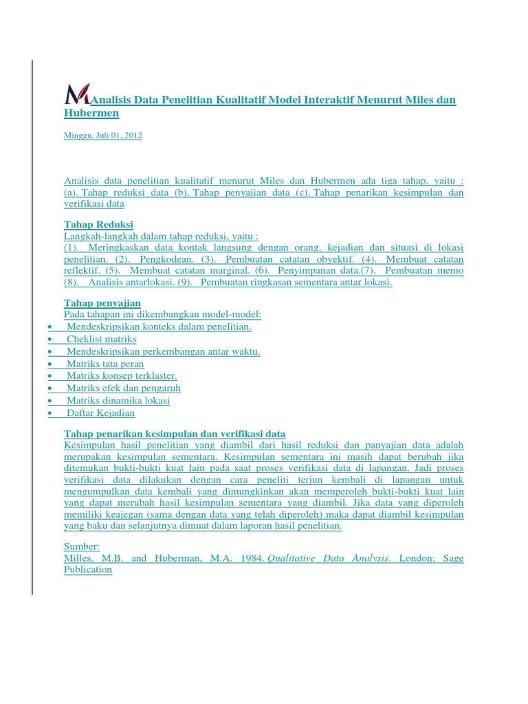 Model Analisis Interaktif Miles Dan Huberman - Seputar Model
