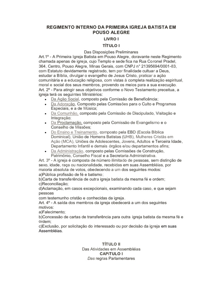 Modelo de Regimento Interno 1 | PDF | Emenda Constitucional | Férias ...