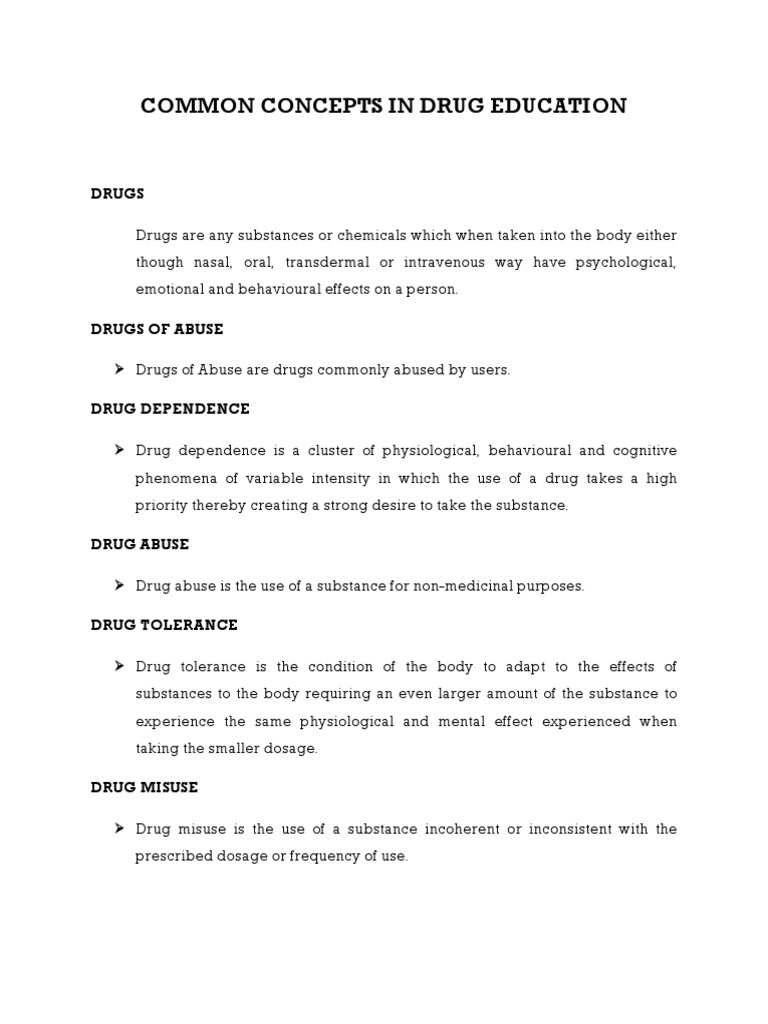 Common Concepts in Drug Education | PDF