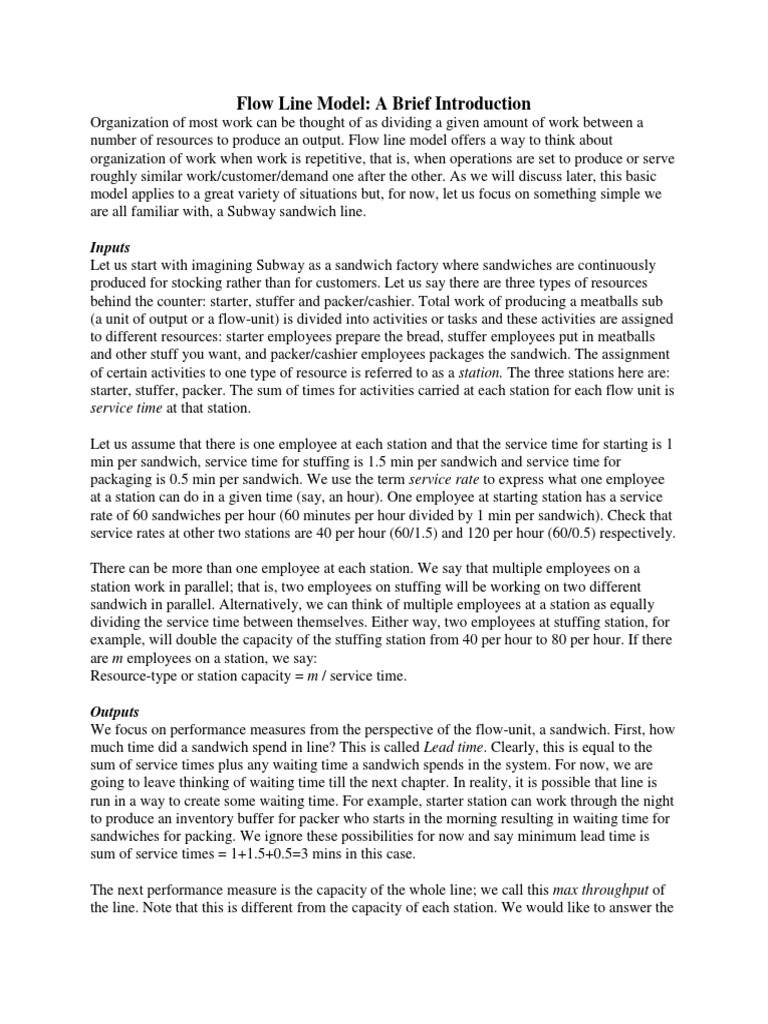 Flow Line Model (Subway) | PDF | Kilogram | Workload
