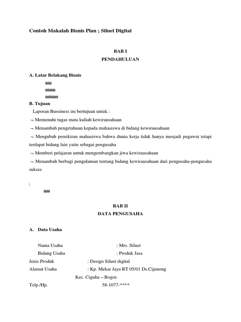 Contoh Makalah Bisnis Plan | PDF