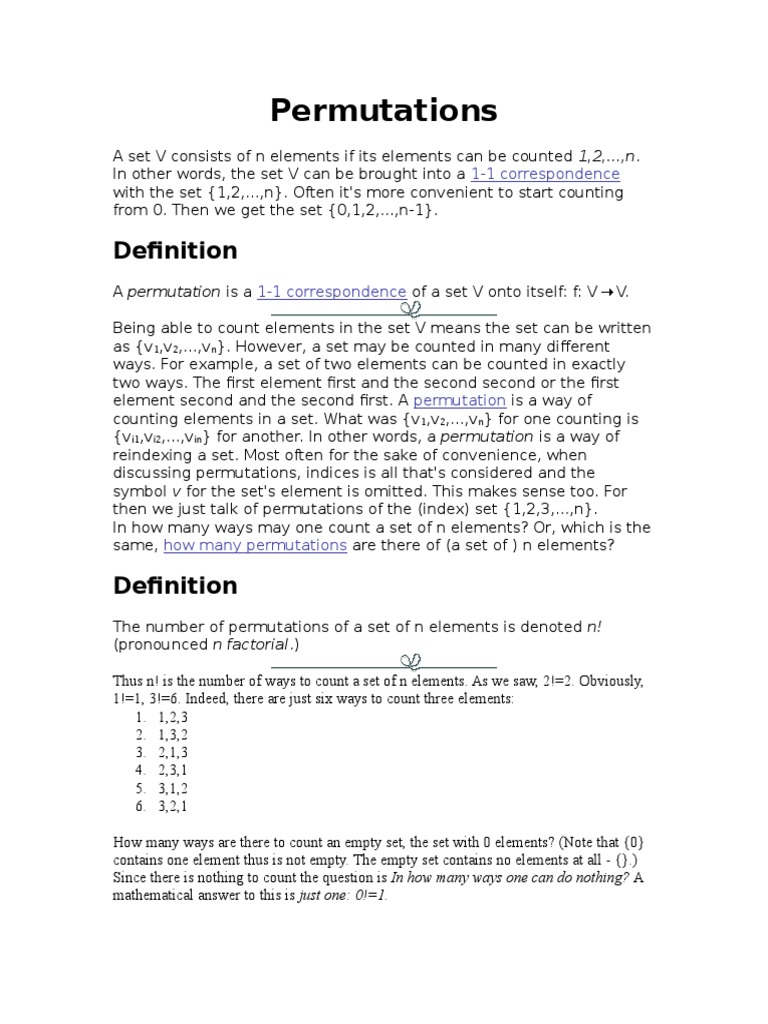 Permutations Concept | PDF | Permutation | Empty Set