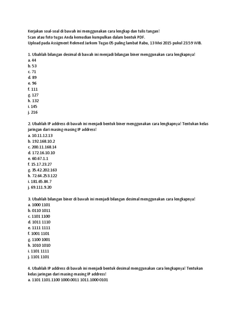 Tugas Konversi Bilangan dan IP Address | PDF