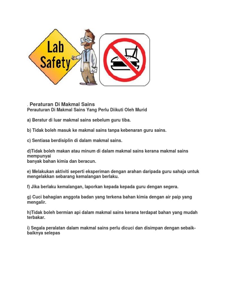 Peraturan Di Makmal Sains | PDF