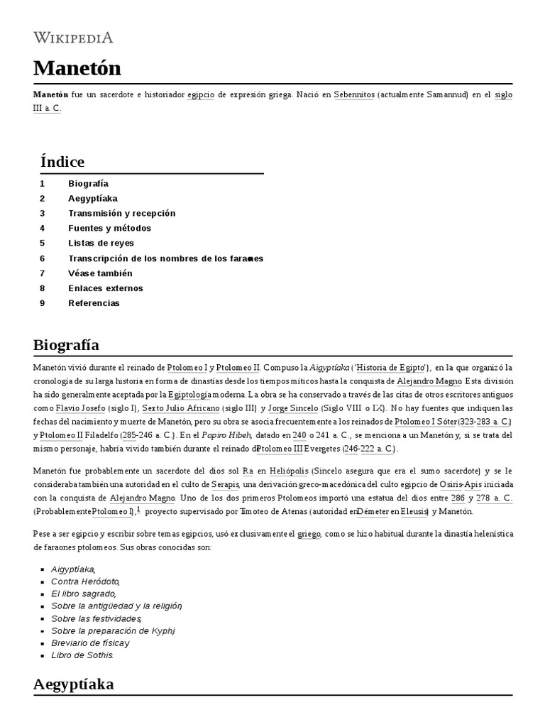 Manetón | PDF | África antigua | Antiguo Egipto