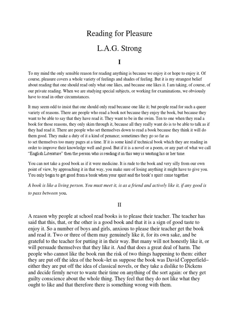 Reading For Pleasure | PDF | Poetry