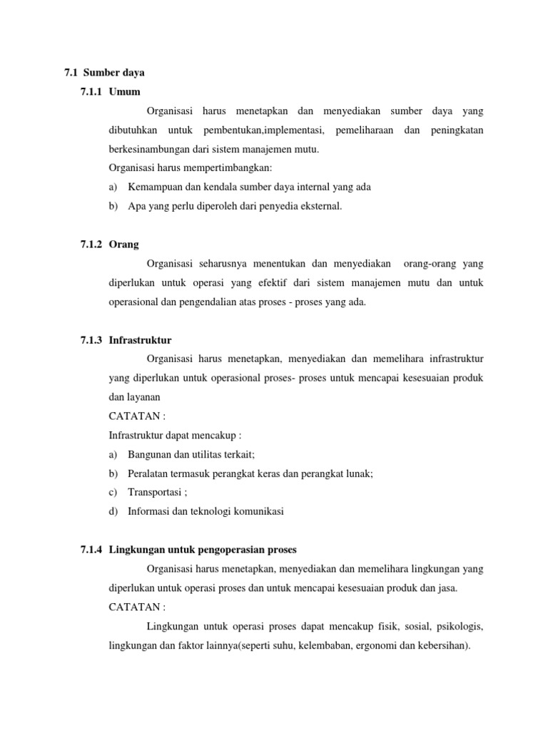 ISO 9001 Tahun 2015 Klausul 7 | PDF