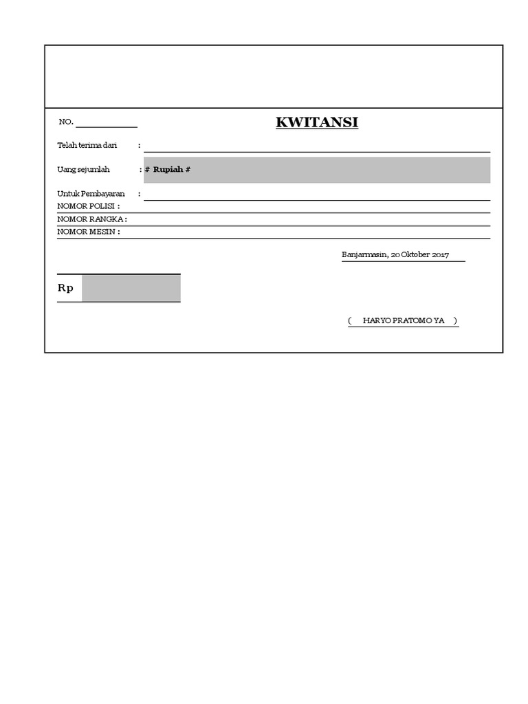 Template Kwitansi Excel Sederhana Ver.1.1.0 | PDF