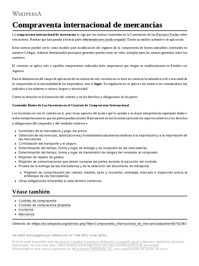Compraventa Internacional de Mercancías | PDF | Economias | Business