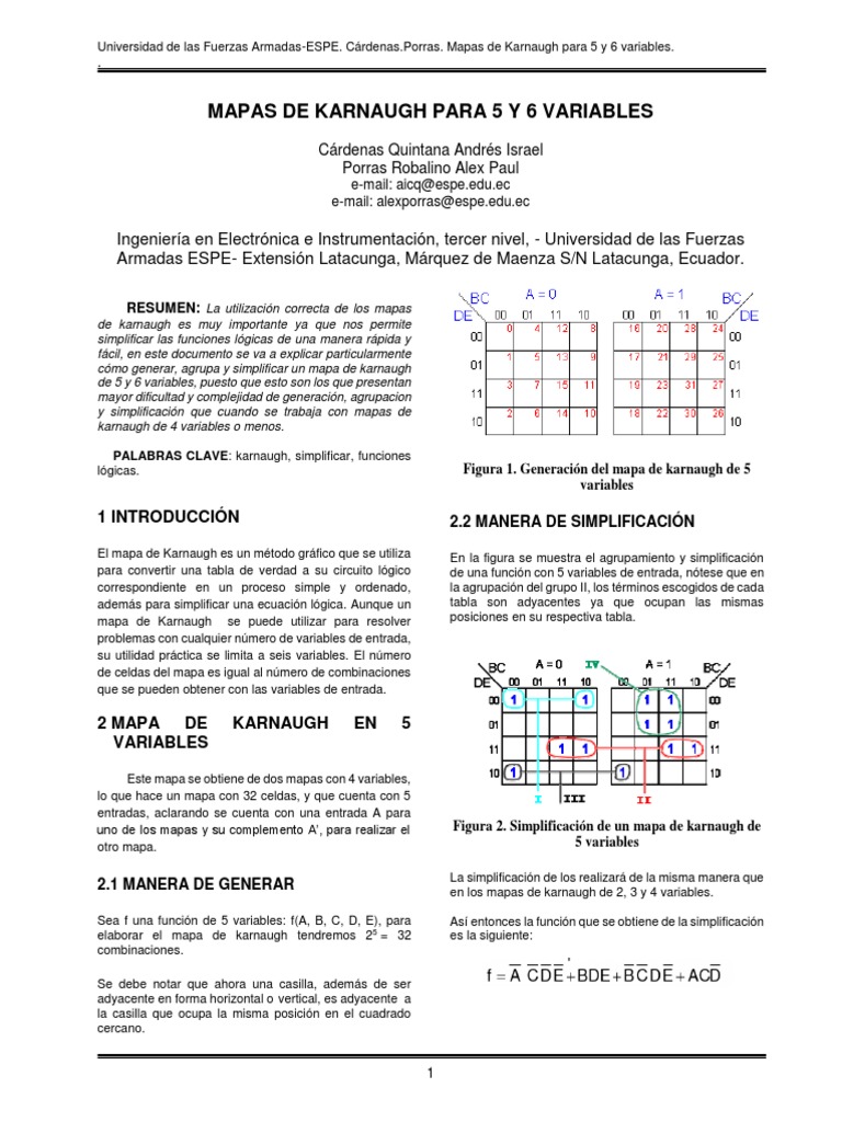 Mapas de Karnaugh para 5 y 6 Variables | PDF | Matemáticas Aplicadas ...