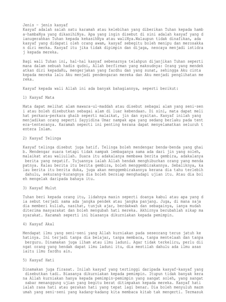 Jenis - Jenis Kasyaf | PDF