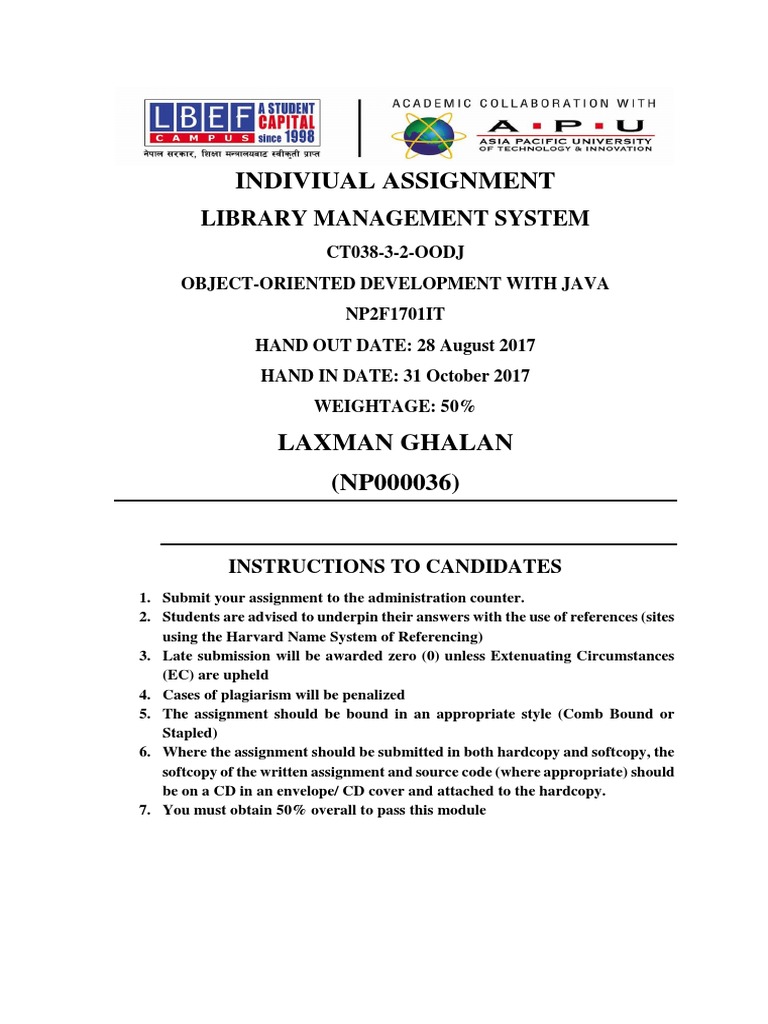 Document of Java Library Management System PDF | PDF | Inheritance (Object Oriented Programming ...