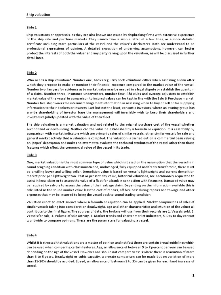 Ship Valuation for Financial Experts | PDF | Real Estate Appraisal ...