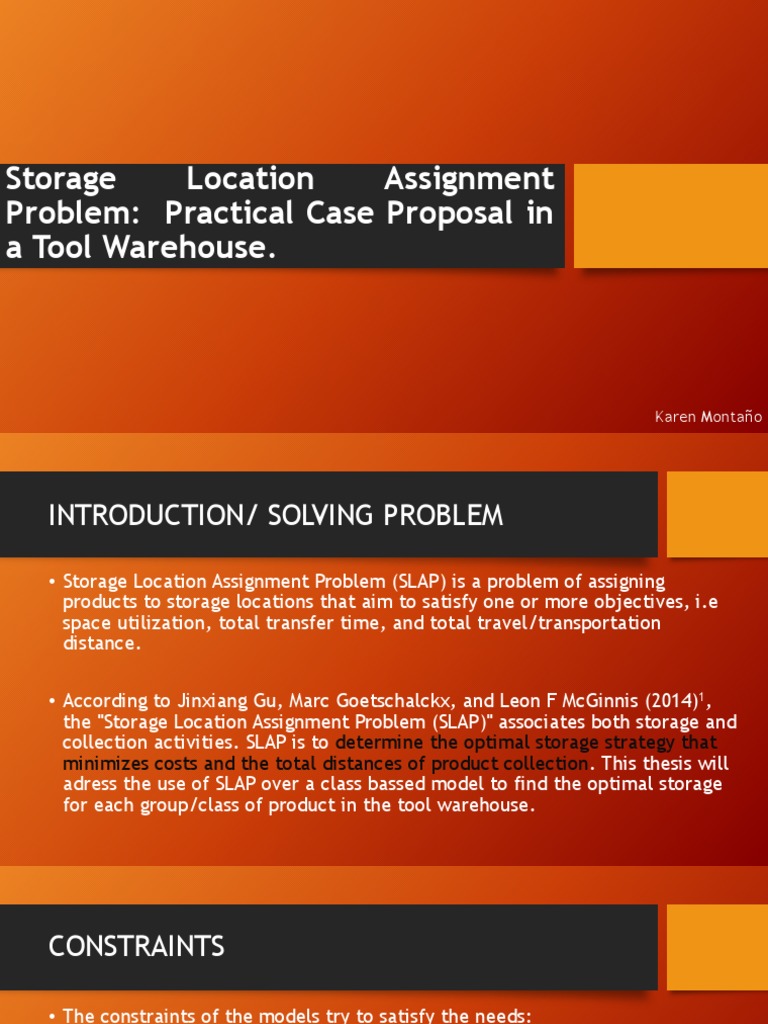 Optimal Storage Location Assignment in a Tool Warehouse Using a Storage ...