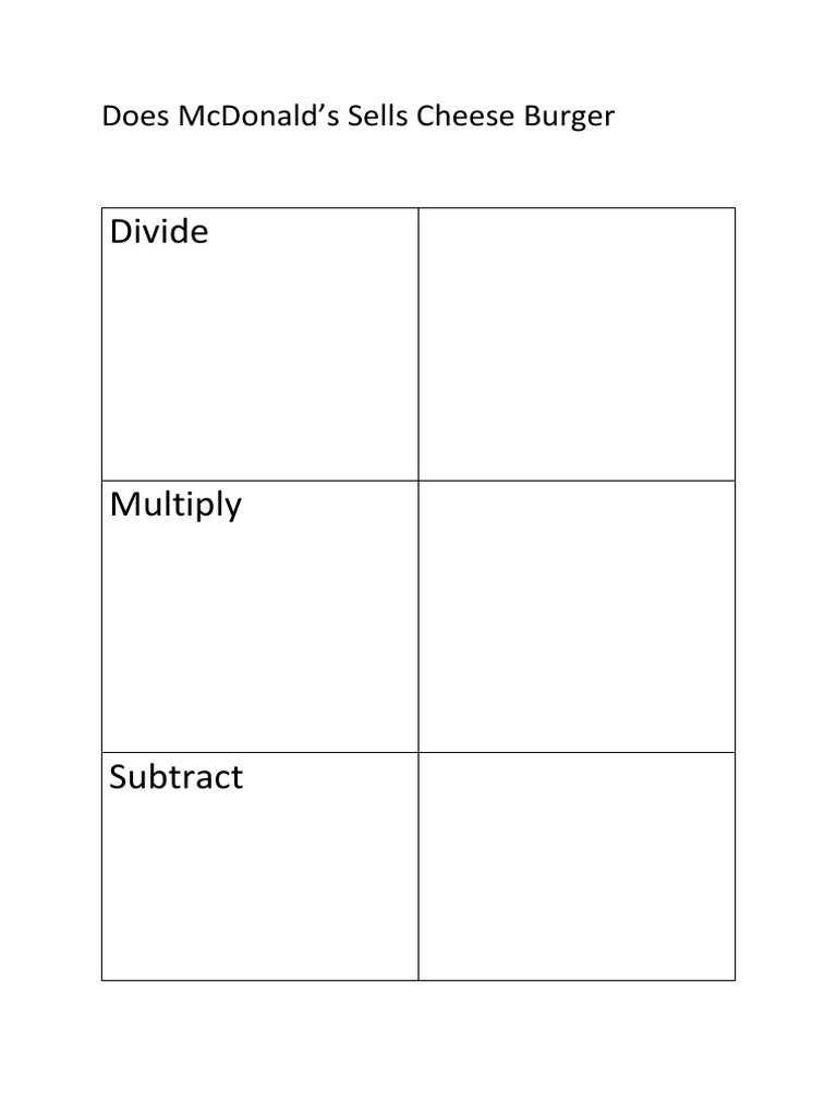 Divide: Does Mcdonald'S Sells Cheese Burger | PDF