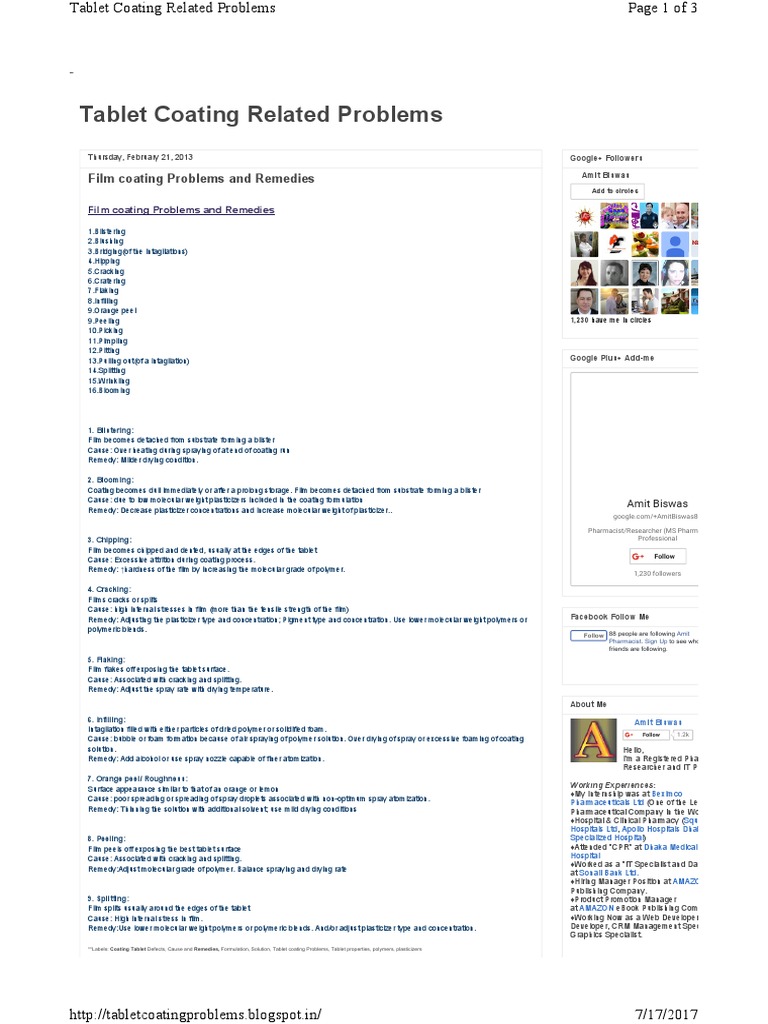 Tablet Coating Problems & Solution | PDF | Tablet (Pharmacy) | Polymers
