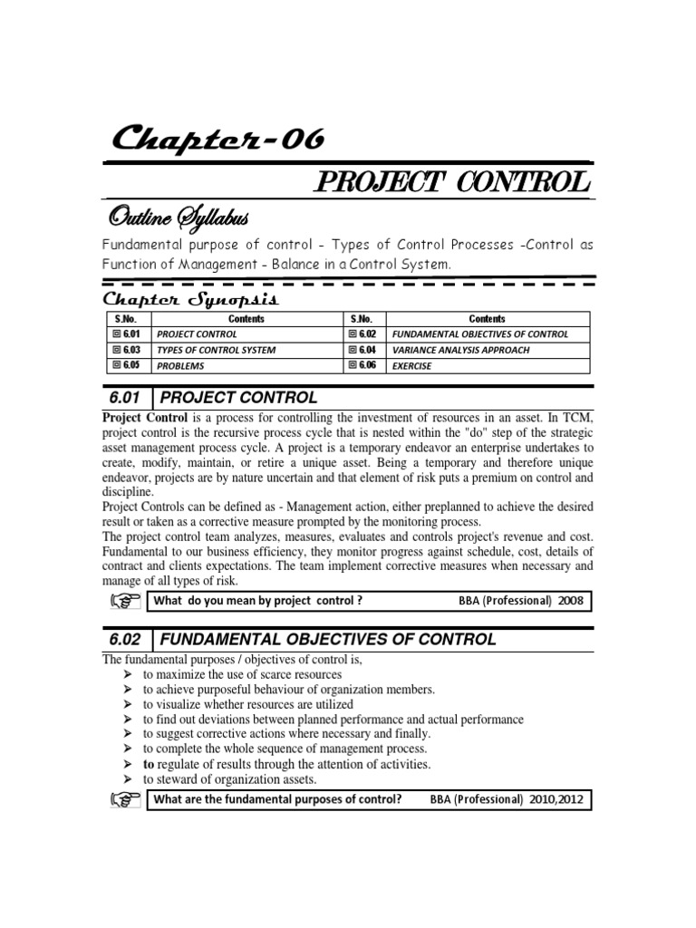 PM Chapter-6 | PDF | Control Theory | Project Management