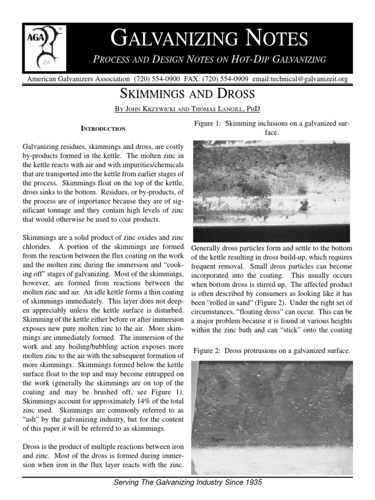 Dross Control | PDF | Galvanization | Iron