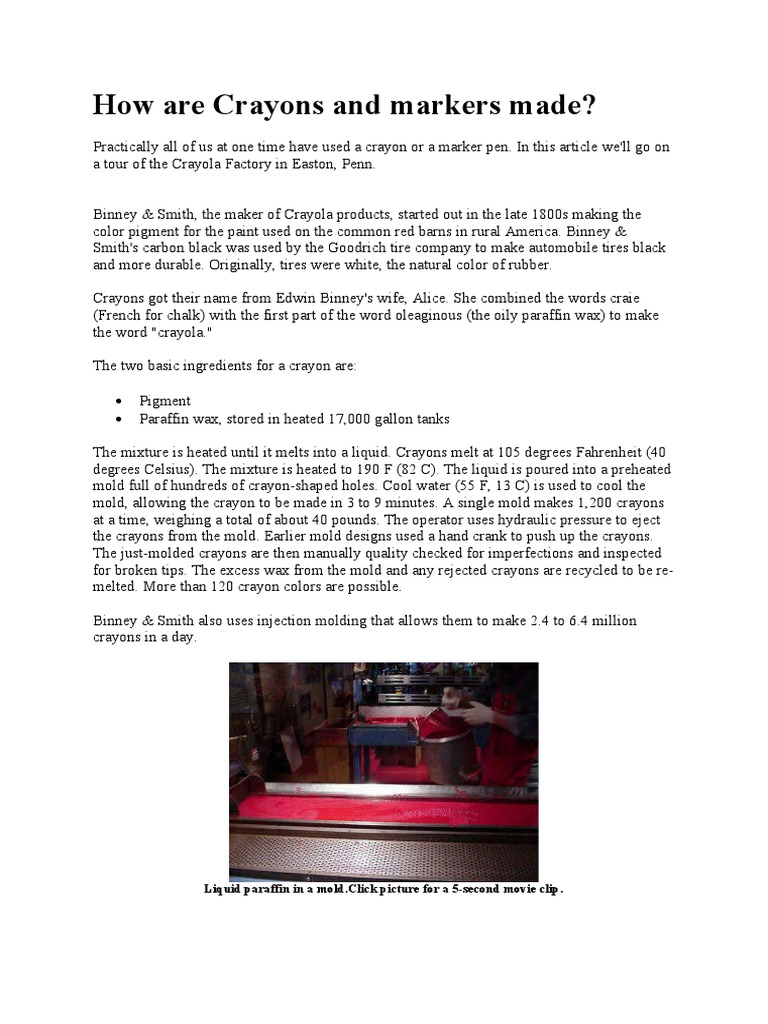 How Are Crayons and Markers Made | PDF | Materials