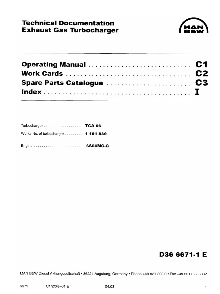 Turbocharger TCA66 Operating Manual | PDF